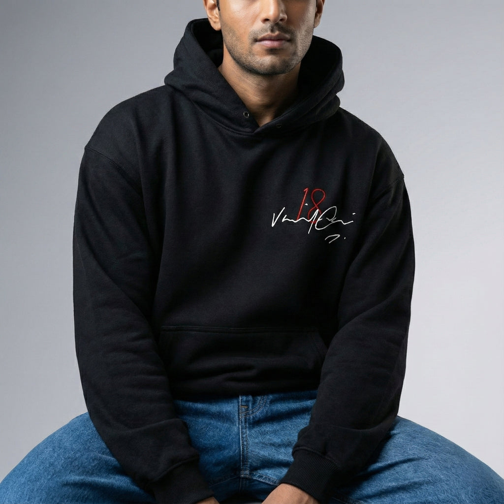 Virat Kohli Legacy 18 Premium Hoodie – Black Edition (300 GSM ...